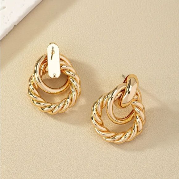 Jewelry | 14k Gold Hanging Drop Womens Hoop Earrings Ladies Round ...